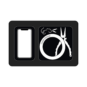 SeaDek Foam | Cell Phone & Accessories Boat Dash Holder | 3M Adhesive Backing | Separate Compartments for Cell Phones & Fishing/Boating Tools | Durable Accessory Holder | Black