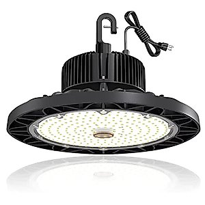 TUHPIBK Super Bright UFO LED High Bay Light 100W, 15000LM High Bay LED Lighting, 5000K Commercial Lights, UL US Plug 5' Cable, Alternative to 400W MH/HPS for Warehouse Shop Garage Barn Factory, IP65