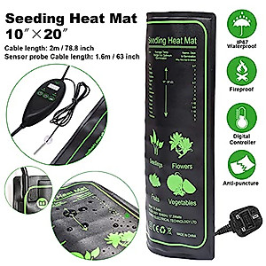 MARVIA Warming Mats for Plants,Heat Mat with Digital Temperature Controller,6 Temperatures 6 Timers,Seeding Heat Mat with LED and Probe, for Plants Seeds Gardening Greenhouse,Waterproof MET 20x10in