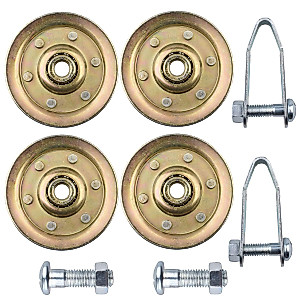 Heavy Duty Garage Door 3" Pulley Kits, 3/8" bore 200LB Load Rating, Kits Including 2 Stationary Pulleys and 2 Rear Wheel Pulleys with Clevis Fork, 2 Bolts 3/8-16 x 2 Long and 2 Serrated Flange Nuts