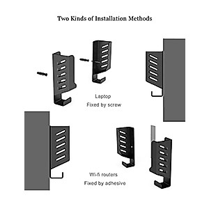 Universal Laptop Wall Mount Holder Cable Box Wall Mount Build-in Cable Management Hook Compatible with Laptops/WIFI Routers/Macbooks/TV boxes/Network Switches/Modems/Audio Devices and More(Black)