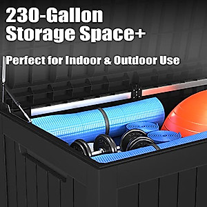 Greesum 230 Gallon Resin Deck Box Large Outdoor Storage for Patio Furniture, Garden Tools, Pool Supplies, Weatherproof and UV Resistant, Lockable, Dark Black