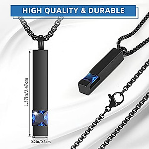 Thenshop 3 Pieces Cremation Urn Pendant Necklace Crystal Black Ashes Jewelry Keepsakes Stainless Steel Funeral Jewelry Cube Memorial Urn Necklace Cremation Jewelry