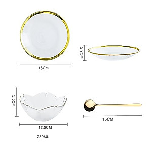 QHYFFS Cherry Blossoms Glass Bowl With Round Plate, Lovely Dessert Bowl 250ml Soup Bowl With Spoon Fruit Salad Bowl For Cocktail,Trifle,Pudding,Christmas Holiday Party