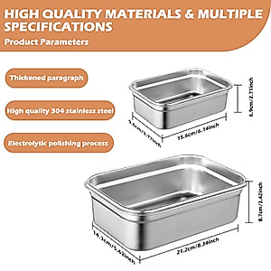 SCHBIT 2pcs Stainless Steel Food Containers 304 Stainless Steel Fruit Food Storage Box Metal Storage Container Set Stainless Steel Baking Pan for Oven Dishwsher Freezer,Safe Stackable 1000/2600ml