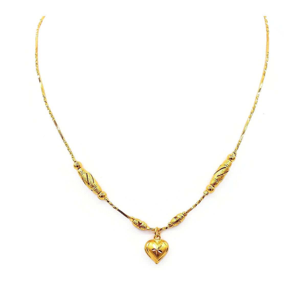 Beaded Thai Baht Yellow Gold Plated Filled Necklace Jewelry for women 18 inch