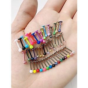 EVELICAL 48Pcs 16G Surgical Steel Lip Rings for Women Acrylic Labret Studs Monroe Conch Cartilage Tragus Helix Earrings Body Piercing Jewelry Style 1 8mm