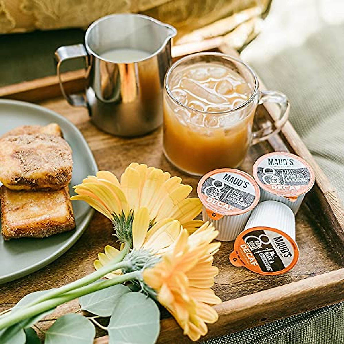 Maud's Dark Roast Decaf Coffee (Decaf Tall Dark and Handsome) 100ct. Solar Energy Produced Recyclable Single Serve Decaf Dark Roast Coffee Pods, 100% Arabica Coffee California Roasted, KCup Compatible