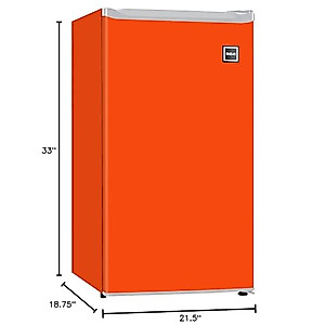 ARCTIC CHEF Mini Refrigerator-Freezer Compartment-Adjustable Thermostat Control-Reversible Doors-Ideal for Dorm, Office, RV, Garage, Apartment-ORANGE, 3.2 CU.FT