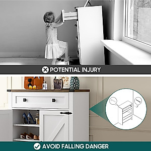 Shoe Storage Cabinet, 5-Tier Farmhouse Shoe Cabinet with Adjustable Shelves & Drawer, Wooden Shoes Rack Cabinet Shoe Storage Organizer with Doors for Entryway, Hallway, Closet, Living Room, White