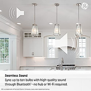 GE Lighting LED+ Speaker Indoor Floodlight Bulb, Soft White, Bluetooth Speaker, No App or Wi-Fi Required, Remote Included, BR30 Indoor Floodlight Bulb (1 Pack)