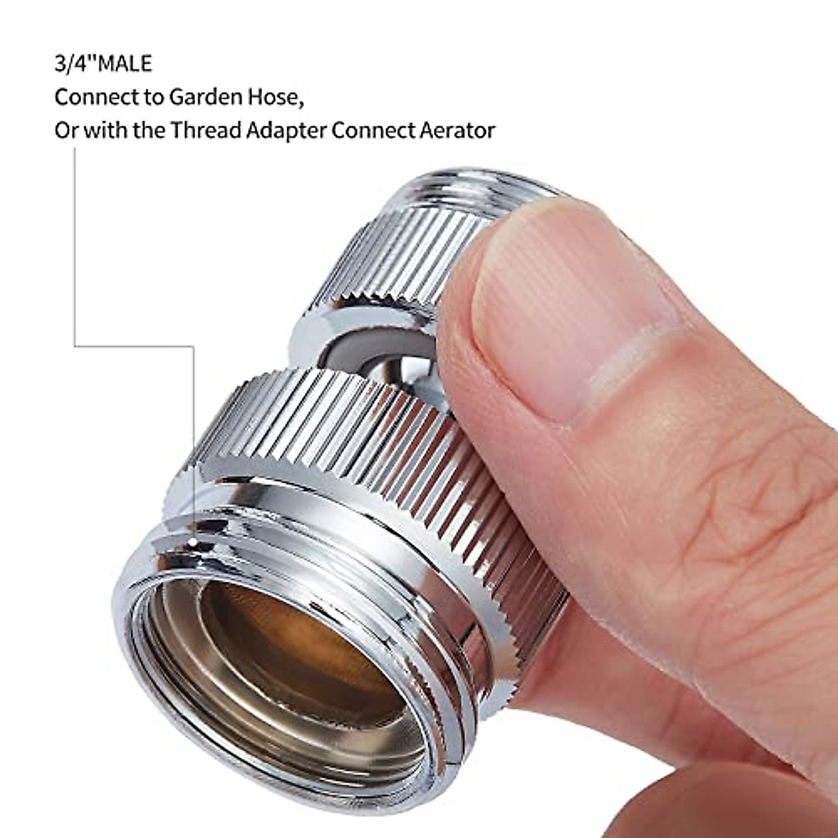 LitartPRO Lead-Free Swivel Faucet Adapter Kit, 15/16" or 55/64" x 3/4" Garden Hose Adapter for Male to Male & Female to Male - Chrome Finished