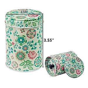 Leoyoubei 3.55x2.55 Inch Dry Storage Tinplate Caddy Box Retro Double Cover Home Kitchen Storage Containers Colorful Tins Round Tea Tins Set of 6 (shipped randomly)