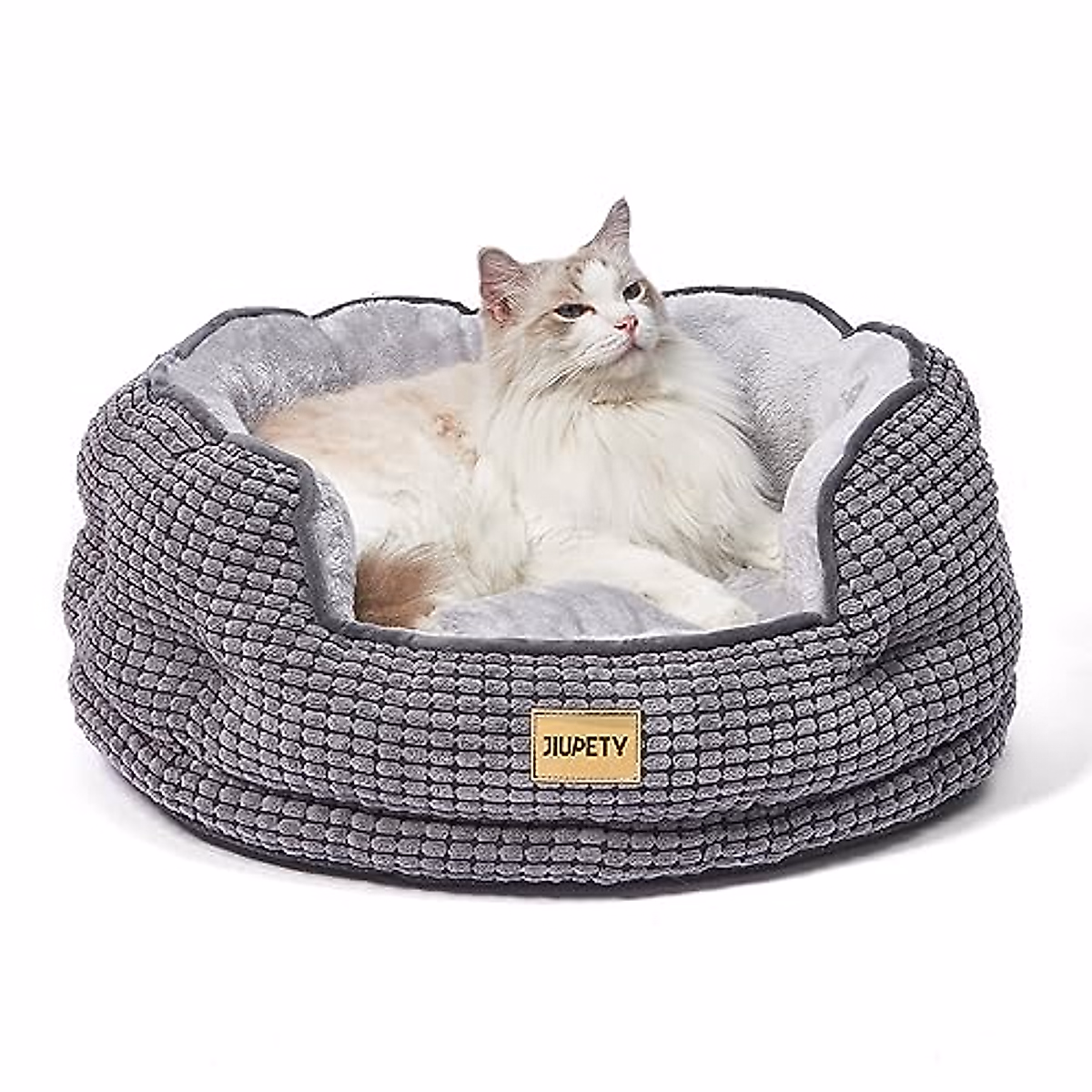 Jiupety Dog Beds for Small Medium Dogs,Washable Cat Beds for Indoor Cats,Small Dog Bed with Side for Puppy and Kitten,Large Soft Pet Bed Warm. 30lbs 25" Gray Black