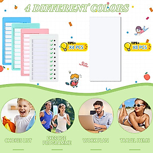4 Pcs Blank Chore Chart for Kids, Plastic Checklist Board with 8 Detachable Cardstock for Home Routine Planning
