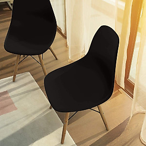 ERGOMASTER Pre Assembled Dining DSW Chairs Set of 2, Mid Century Modern DSW Chair, Shell Lounge Plastic Chair for Kitchen, Dining, Bedroom, Living Room Side Chairs (Black)