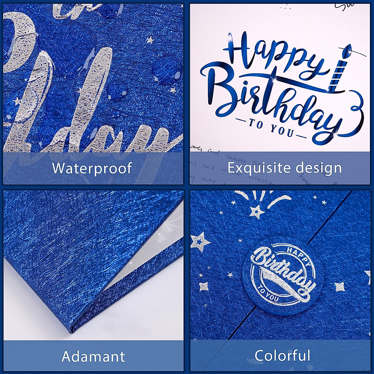 Crenics Blue and Silver Birthday Decorations for Men or Women, Creative Birthday Guest Book Alternative, Birthday Signature Book 18 x 12 inch, Great Birthday Gifts for Girls Boys