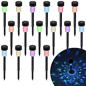 Dynaming 16 Pack Outdoor Solar Pathway Lights, RGB Color Changing LED Solar Powered Walkway Lights, Waterproof Landscape Decorative In-Ground Lighting for Garden Lawn Patio Yard Deck Driveway