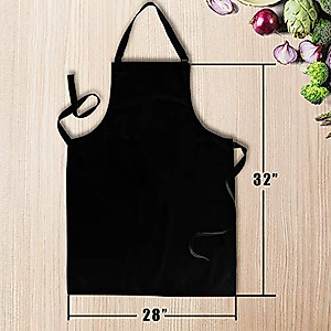 White Classic Wealuxe Black Apron without Pockets 12 Pack, Professional Bib Apron Bulk, Cooking Aprons for Women and Men, Adult Chef Apron for Kitchen and Restaurant