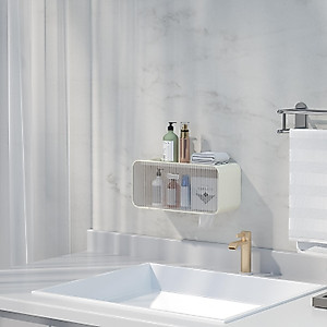 bbveking Over The Toilet Storage, without Drilling or Screwing,Easy Installation.Over toilet Bathroom Organizer Wall Mounting, Space Saver with Lid,Over The Toilet Storage Cabinet (Wall Mount)