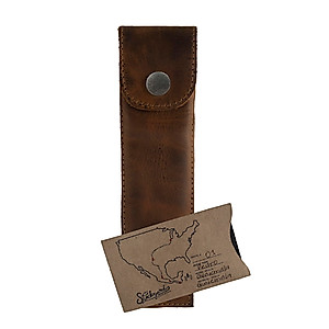 Hide & Drink, Vertical Marker Case for Men and Women, Pen and Pencil Pouch Handmade from Full Grain Leather, Artist Accessory, Bourbon Brown