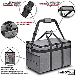 The HOT Box Insulated Food Delivery Bag - Premium Quality Bag for Hot and Cold Food for Uber Eats DoorDash Instacart Postmates Groceries Restaurants - XXL Sized Excellent for Catering - 23"x14"x15"