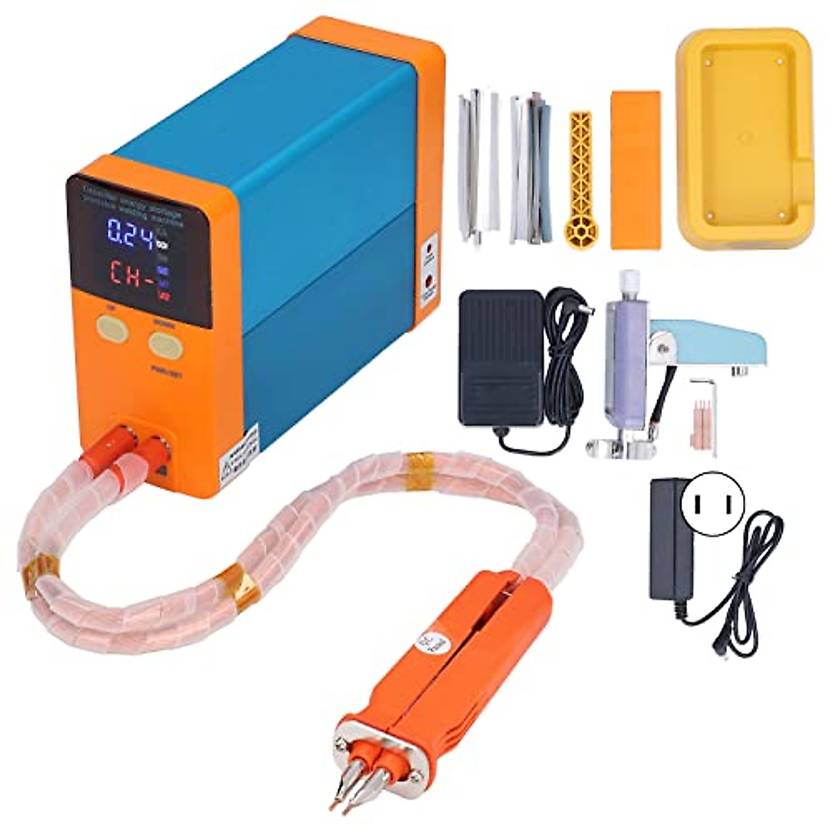 Pulses Spot Welder, Aluminum Alloy 11.6KW Power Large Capacity Low Power Consumption AC100‑240V Pulse Welding Machine for Battery Pack Maintenance(U.S. regulations)