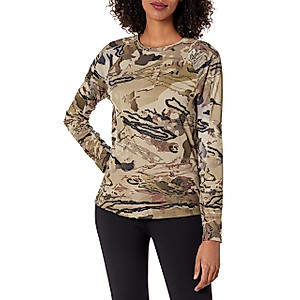 Under Armour Women's IsoChill Brushline Long Sleeve T-Shirt, Ua Barren Camo (999)/Black, Medium