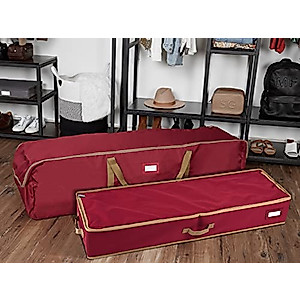 Covermates Keepsakes Underbed Storage Bag - Carrying Handles, Mesh Interior Pocket - Holiday Storage-Red Snowflake