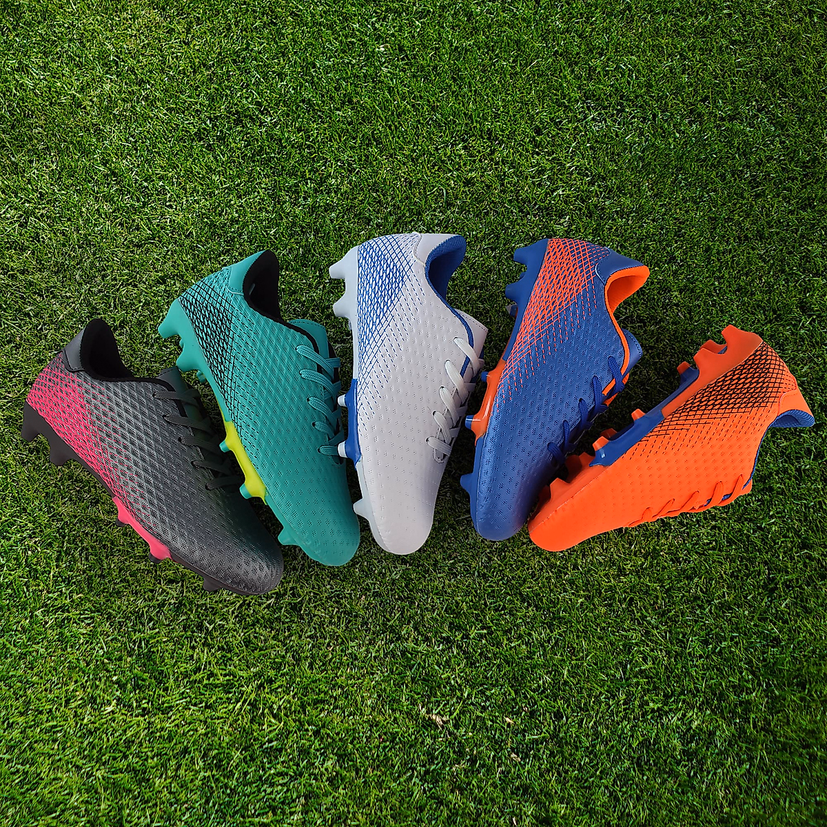 Hawkwell Kids Athletic Firm Ground Outdoor Comfortable Soccer Cleats Shoes(Toddler/Little Kid/Big Kid), Green PU, 3.5 M US