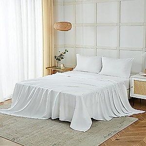 ILAVANDE White Queen Sheets Set 4 Piece,Hotel Luxury Super Soft 1800 Series Microfiber Queen Bed Sheets Set-Wrinkle Free & Breathable-14 Deep Pocket Sheets for Queen Size Bed(Queen,White)