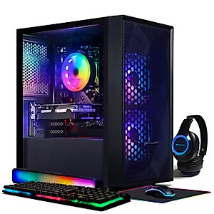 STGAubron Gaming PC, GeForce GTX 1660 Super 6G, Intel Core i3-10100F up to 4.3G, 16G DDR4, 1T SSD, WiFi, BT 5.0, RGB Fan x 3, RGB Mouse Pad, RGB BT Sound Bar, RGB BT Gaming Mic, Windows 11 Home