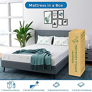 Airdown Full Size Mattress, 6 Inch Memory Foam Mattress Full for Kids Bed Daybed Individual Bunk, Medium Firm Green Tea Gel Mattress in a Box