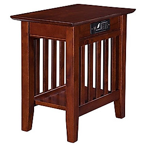 Home Square 2 Piece Mission Charger Chair Side Table Set in Walnut
