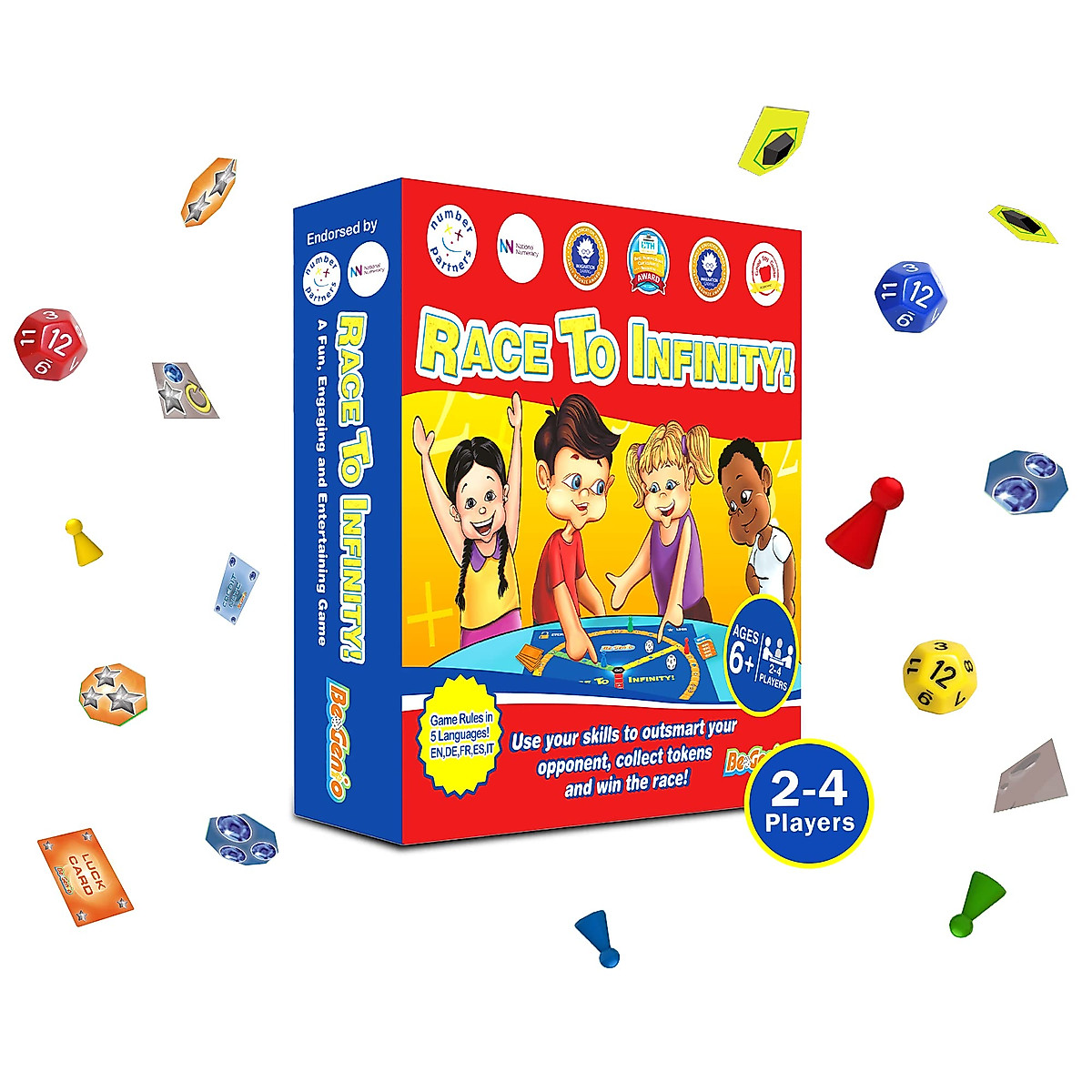 BeGenio - Race to Infinity, Math Games for Kids 6-12, Fun Educational Board Games, Multi-Level Tabletop Games, Table Top Board Gaming to Enhance Your Child’s Math Skills