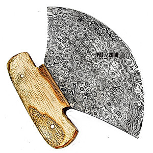 ULU-3007 Handmade Damascus Steel Ulu Knife Stabilized Handle With Sheath