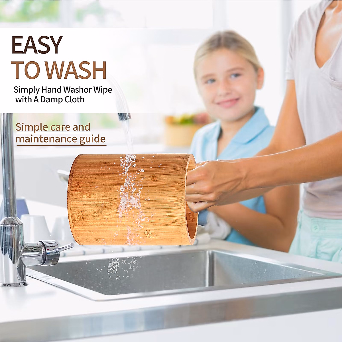 Bamboo Utensil Holder, Large Utensil Holders for Kitchen Counter, Bamboo Spoon and Chopstick Holder for Kitchen Decor, Flatware and Spatula Storage Organizer, for Countertop, Pantry and Bathroom