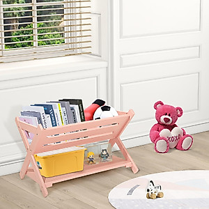 WDSHIYI Kids' Book Caddy with Shelf, Kids Bookcase Storage with Shelf, Kids Book Storage Organizer for Toddlers