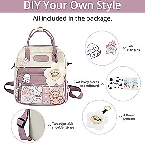 AoMoon Kawaii Backpack Japanese Cute School Bag Ita Bag JK Uniform Bag Aesthetic Backpack with Pin and Cute Accessories for Girls (S-Pink)