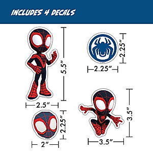 Marvel Spidey and His Amazing Friends Decals - Set of 4 Miles Morales Spin Vinyl Stickers for Car Water Bottle Bike Helmet Laptop Skateboard - Marvel Stickers for Kids and Adults