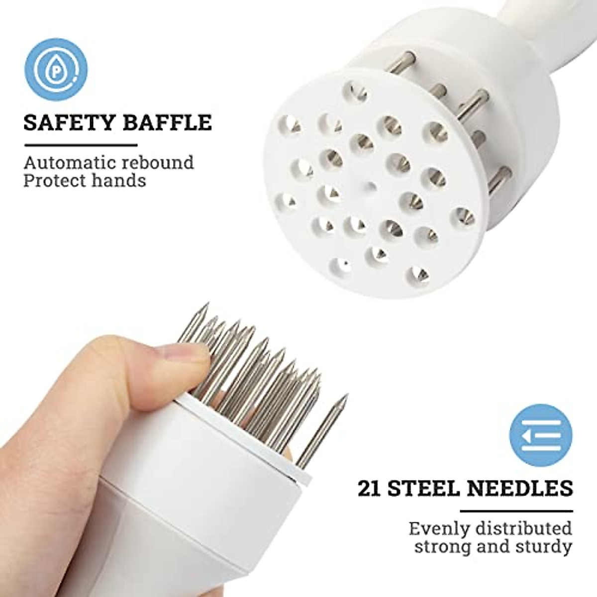 Sihuuu Meat Tenderizer Tool, 21 Pin Stainless Steel Meat Tenderizer Needle,Kitchen Gadgets For BBQ Cooking Tenderizing Marinade Fish, Pork, Beef Steak, Poultry, Meat