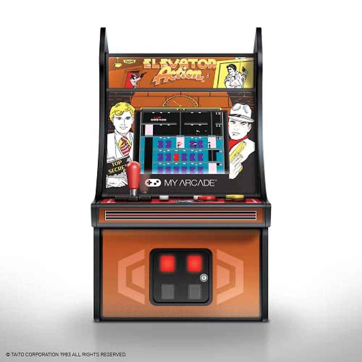 My Arcade Micro Player Mini Arcade Machine: Elevator Action Video Game, Fully Playable, 6.75 Inch Collectible, Color Display, Speaker, Volume Buttons, Headphone Jack, Battery or Micro USB Powered