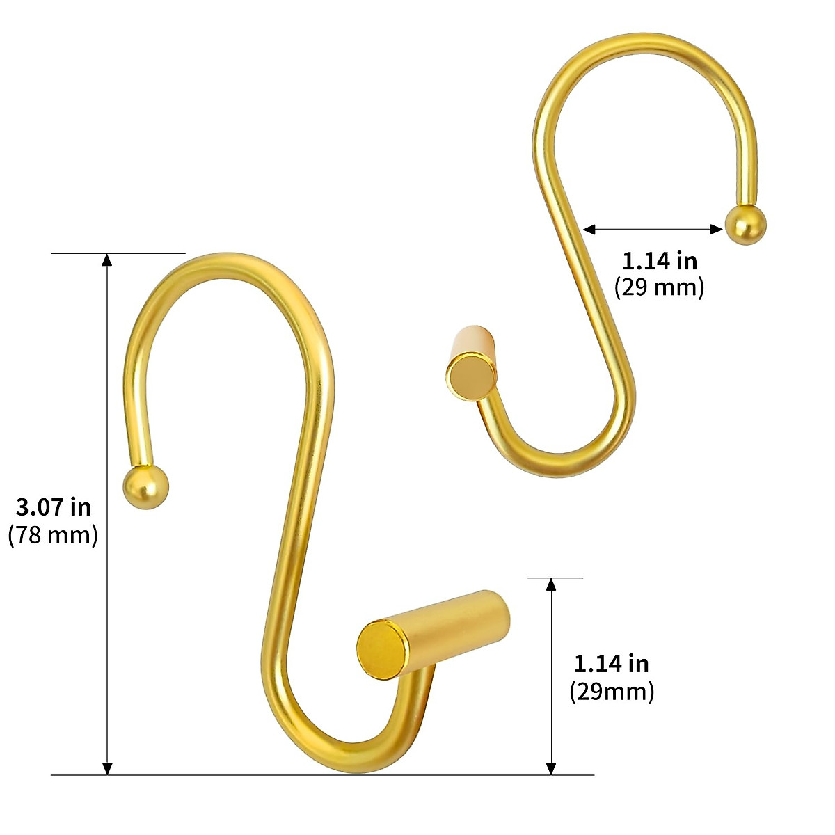CHICTIE Gold Shower Curtain Hooks Rings, Decorative Shower Curtain Rings for Bathroom Shower Rod, Set of 12 Premium Rust-Resistant Metal Shower Hooks Hangers T Shaped Design
