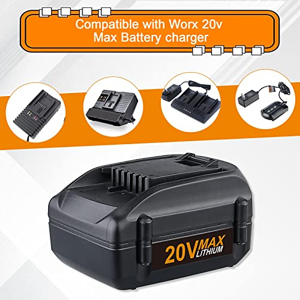 VINIDA 2 Packs 6.0Ah Replacement Battery for Worx Battery 20v WA3520, WA3525, WG151s, WG155s, WG251s, WG255s, WG540s WG545s, WG890, WG891, Battery for Worx 20v Cordless Tools