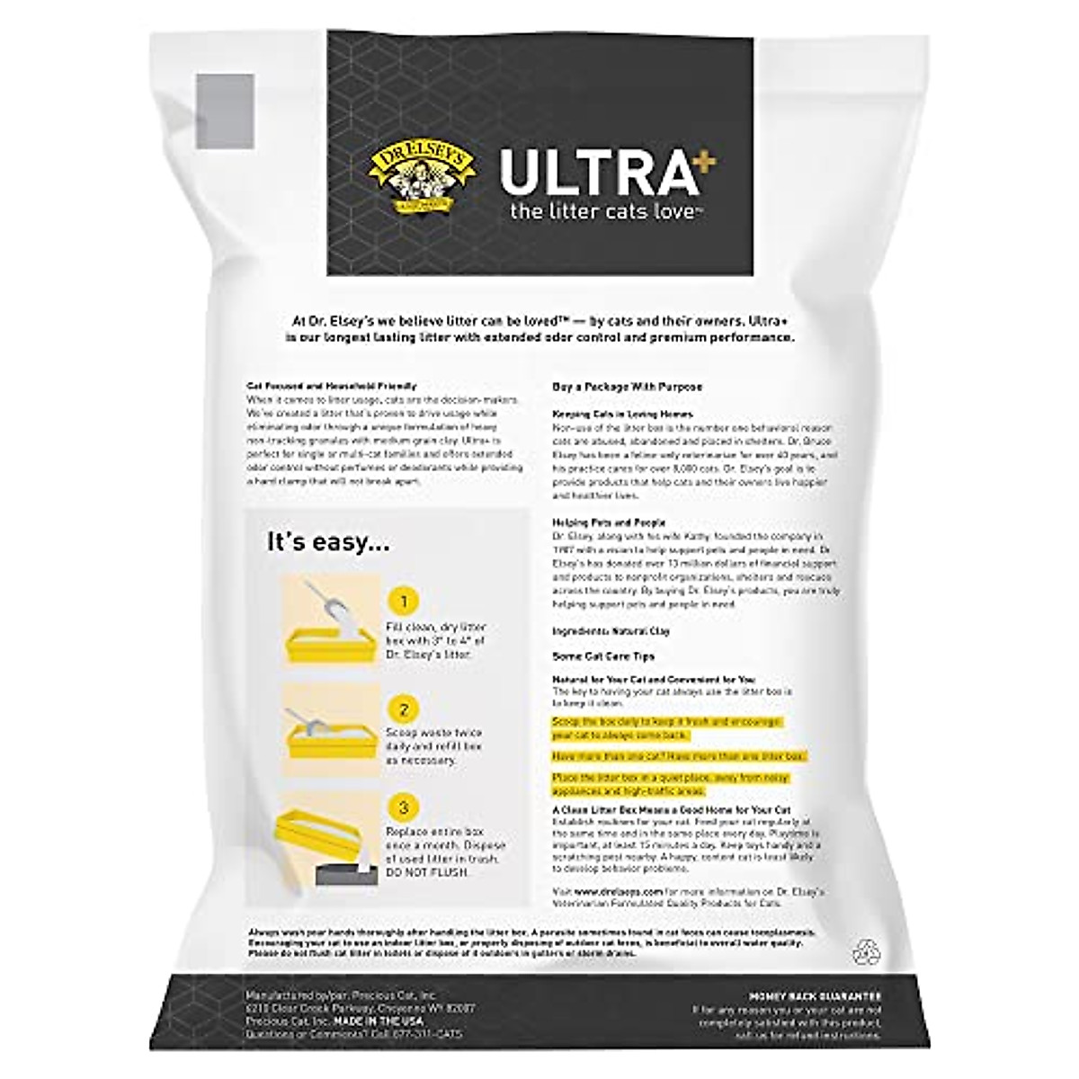 Dr. Elsey's Precious Cat Unscented Ultra+ Cat Litter, 40 lbs.