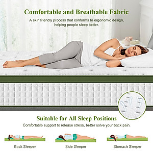 King Mattress, 12 Inch Hybrid Mattress In a Box with Gel Memory Foam, Individual Pocket Spring for Motion Isolation, Deep Sleep, Medium Firm Feel King Size Mattress, 100 Nights Trial, CertiPUR-US