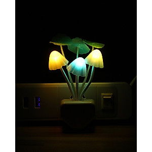 Rienar Sensor Led Night Light, Color Changing Plug-in LED Mushroom Dream Bed Lamp