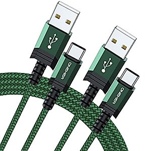 Car Carplay Cable for iPhone 15 15 Pro Max 15 Plus Cable, (3.3ft 2-Pack) USB A to USB C 3A Fast Charging Braided Charge Cord Compatible with Samsung Galaxy S20 S10 S9 S8 Plus,USB C Charger(Green)