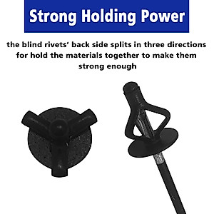 Tri-Fold Exploding Large Head Aluminum Pop Blind Rivets 3/16'' * 4/5'' Long Grip Solid Rivets Used For Industries Automobiles Kayak Sailboat & Furniture 50 Pieces Black