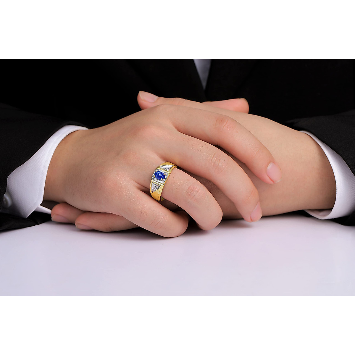 Rylos Simply Elegant Beautiful Blue Star Sapphire & Diamond Ring - September Birthstone* Size 12